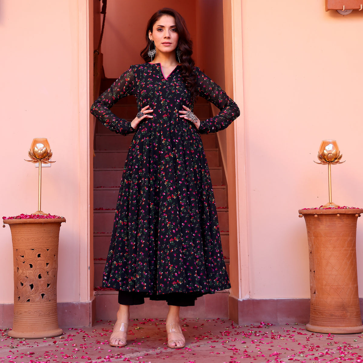Rahini Black Georgette Kurta – Kameez.co